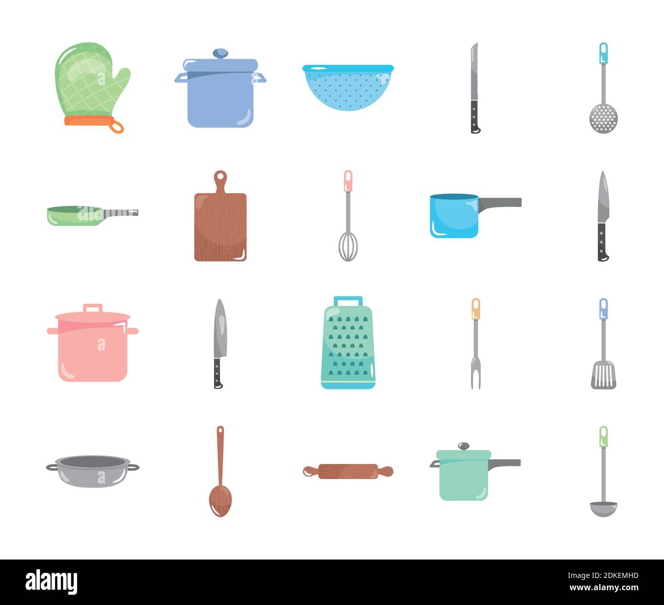 cooking elements icon set over white background, colorful design ...