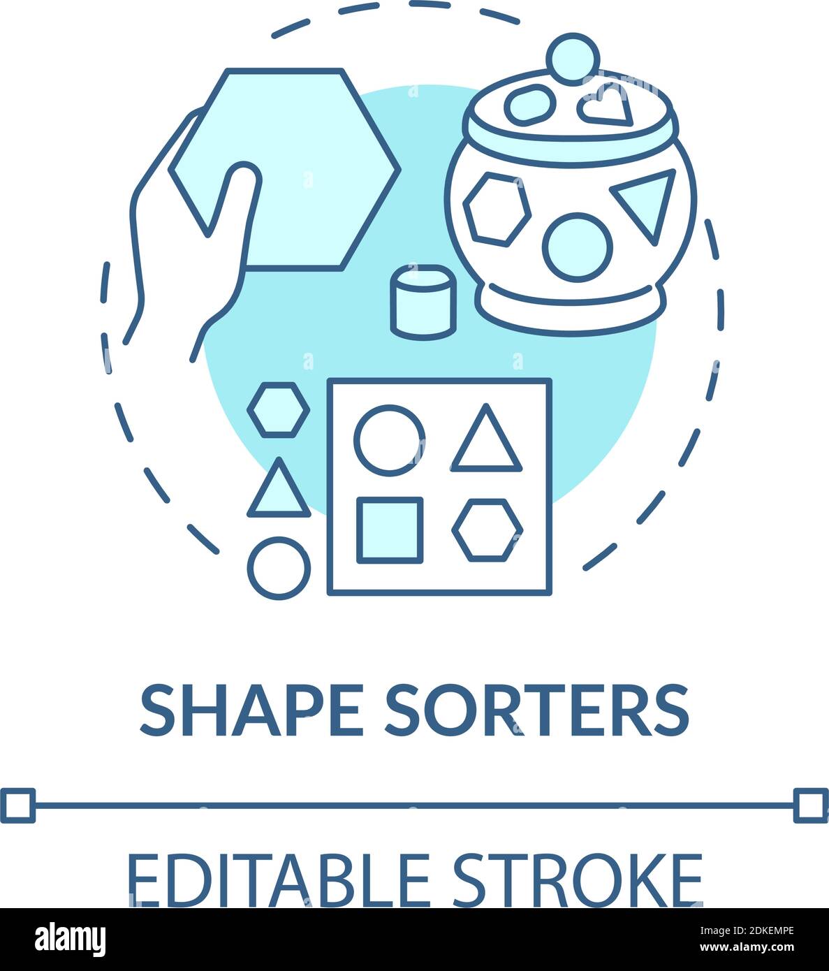 Shape sorters turquoise concept icon. Puzzle for kid. Baby toy ...