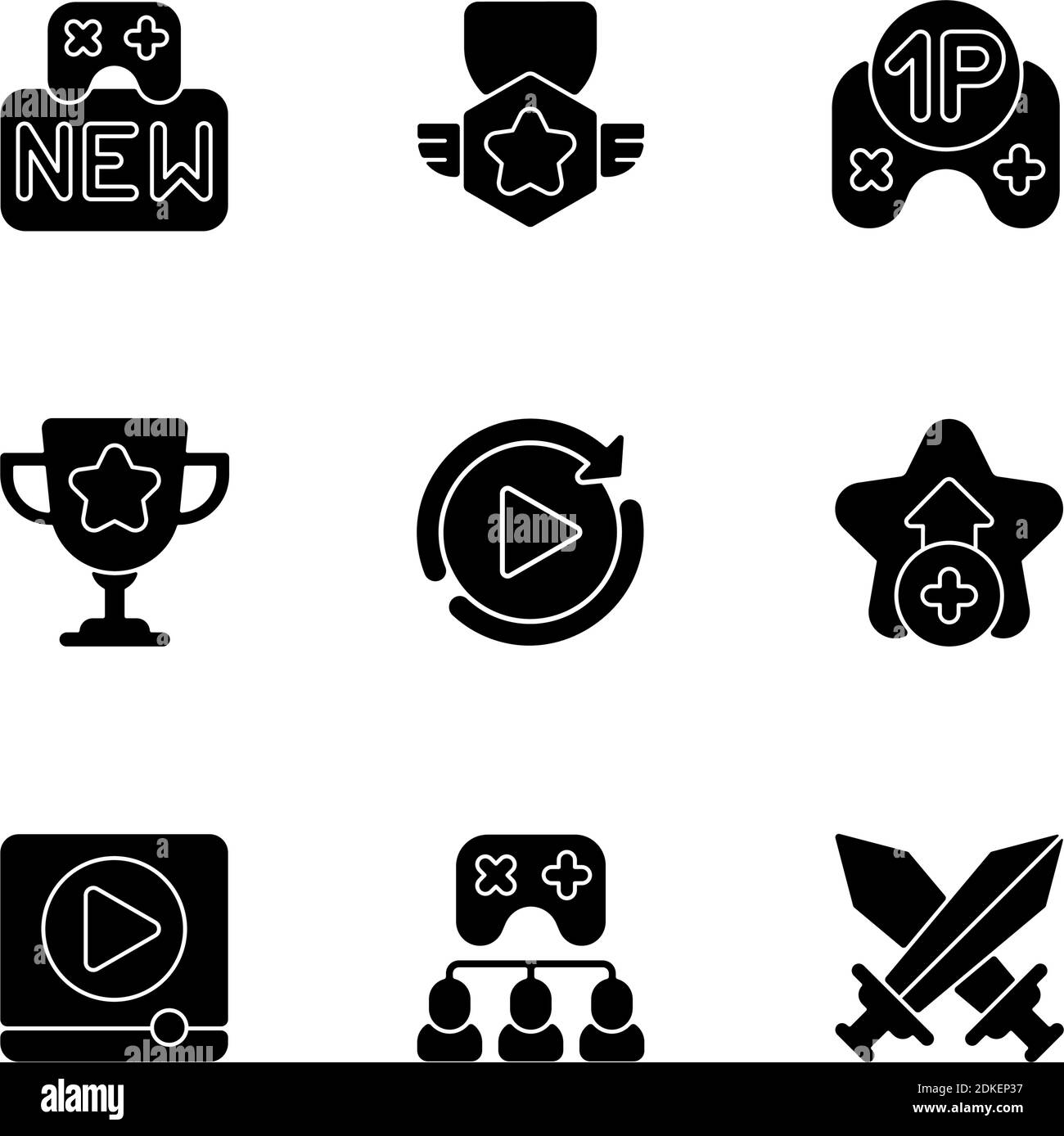 Video game black glyph icons set on white space Stock Vector Image ...
