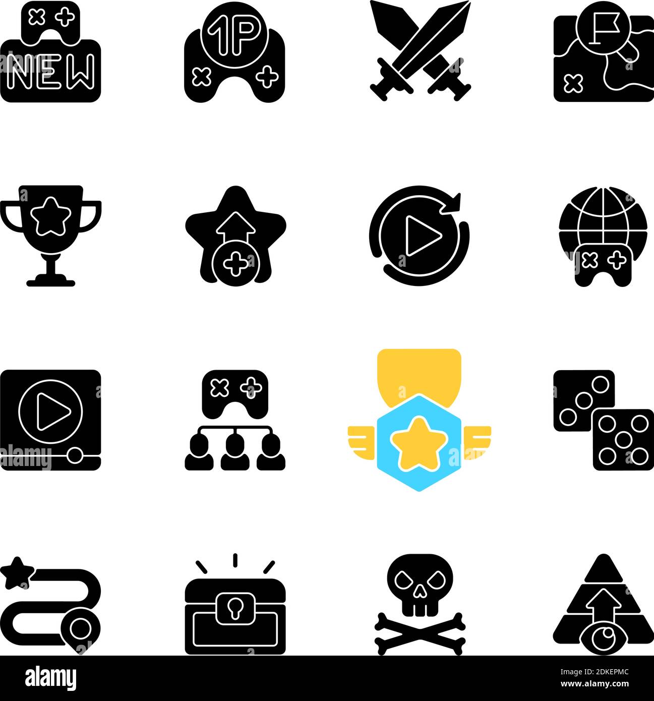 Game menu black glyph icons set on white space Stock Vector Image & Art ...