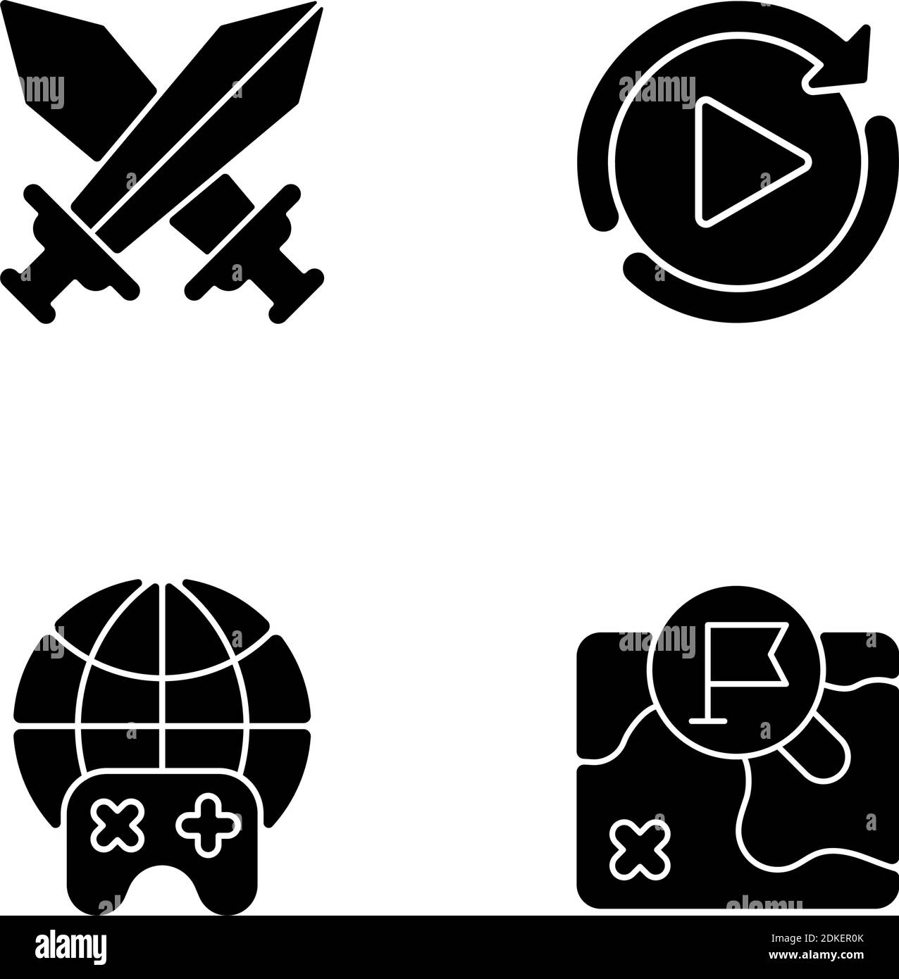 Virtual entertainment black glyph icons set on white space Stock Vector ...