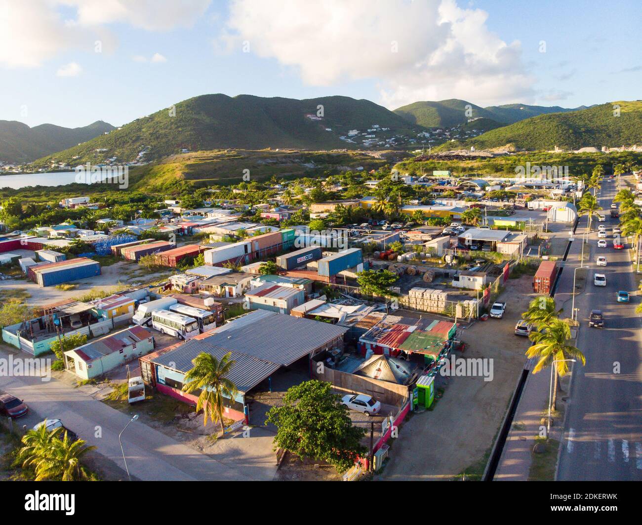 Scenic aerial view of the caribbean island of St.Maarten Stock Photo ...