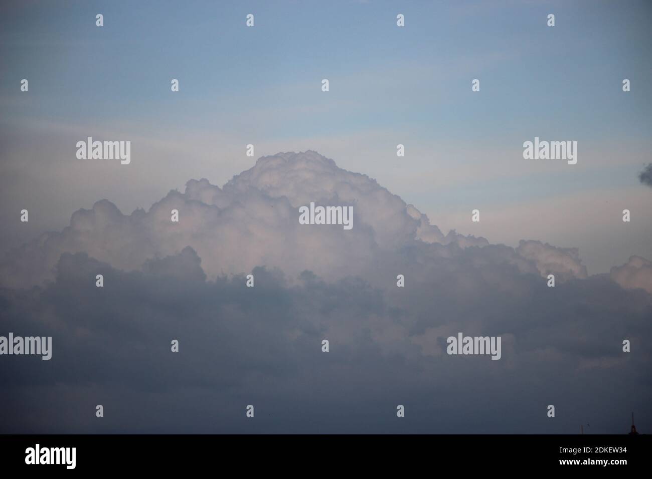 Blue evening Sky with easy grey clouds background. Composition of ...