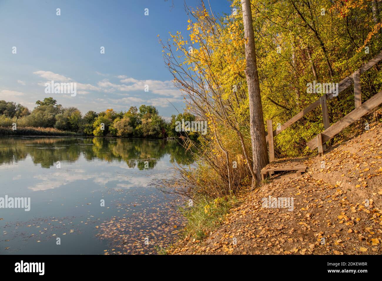 Autumn at the Baggersee, bathing lake, Neckar, Tübingen Stock Photo - Alamy