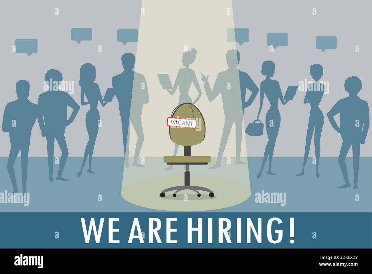 Vacant workplace,human resource recruitment concept,silhouettes of ...
