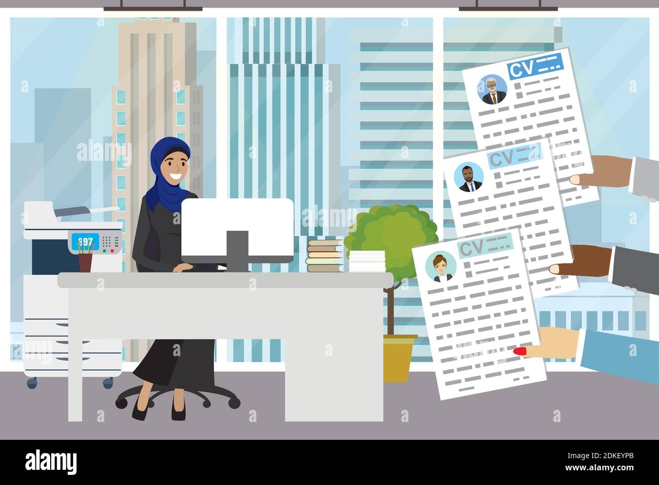 Muslim woman job interview Stock Vector Images - Alamy