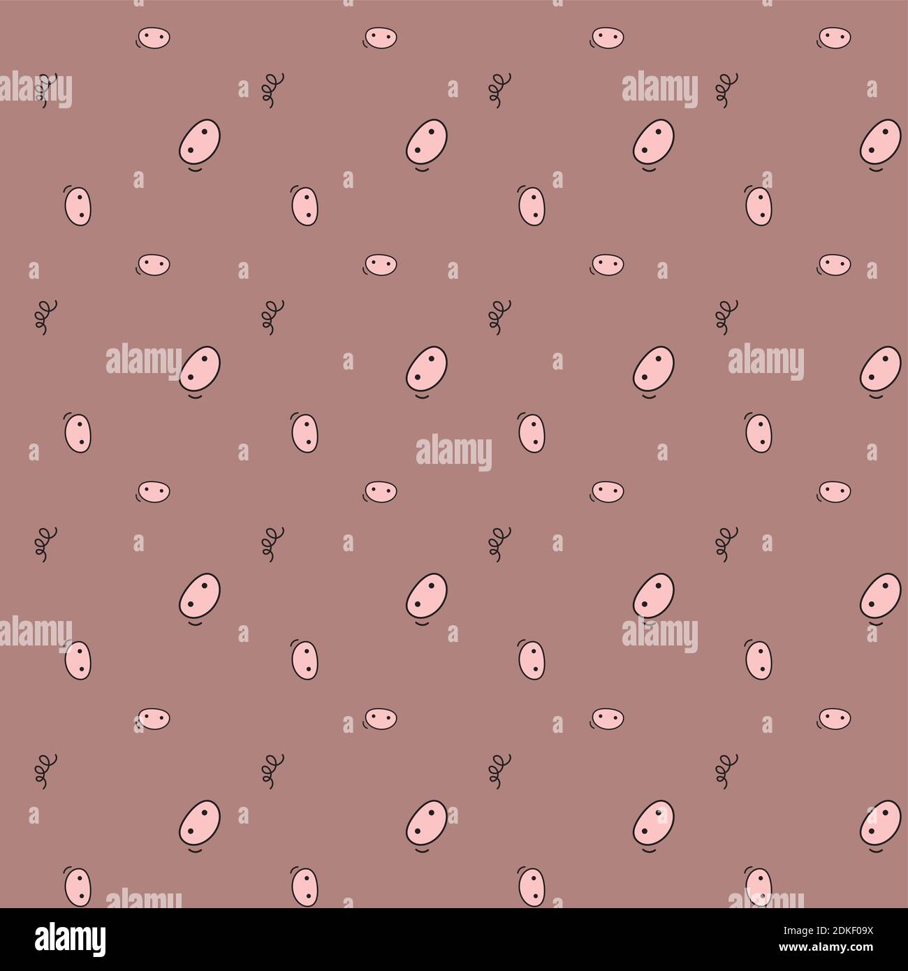 Seamless pattern with pig nose and tail,cute texture, vector ...