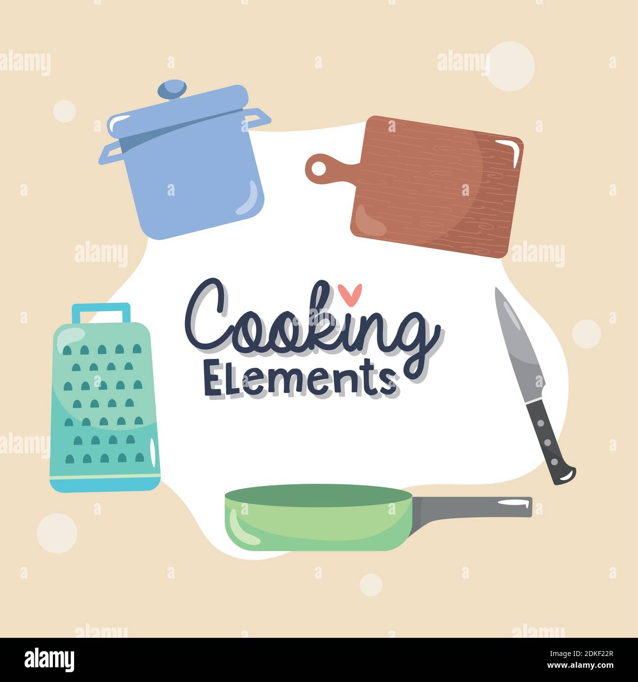 cooking elements design with chopping board and related elements around ...