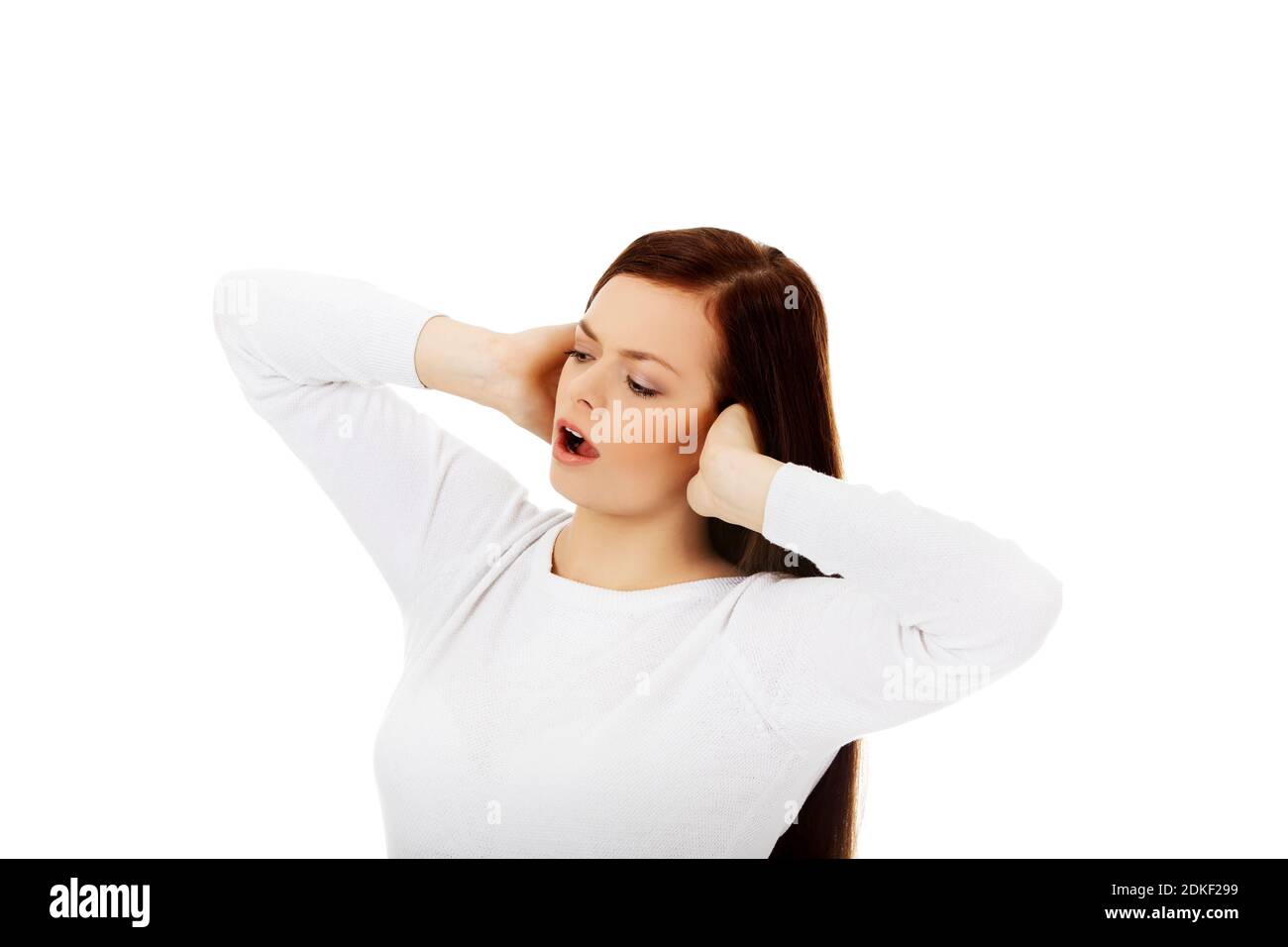 Woman Plugging Ears High Resolution Stock Photography and Images - Alamy
