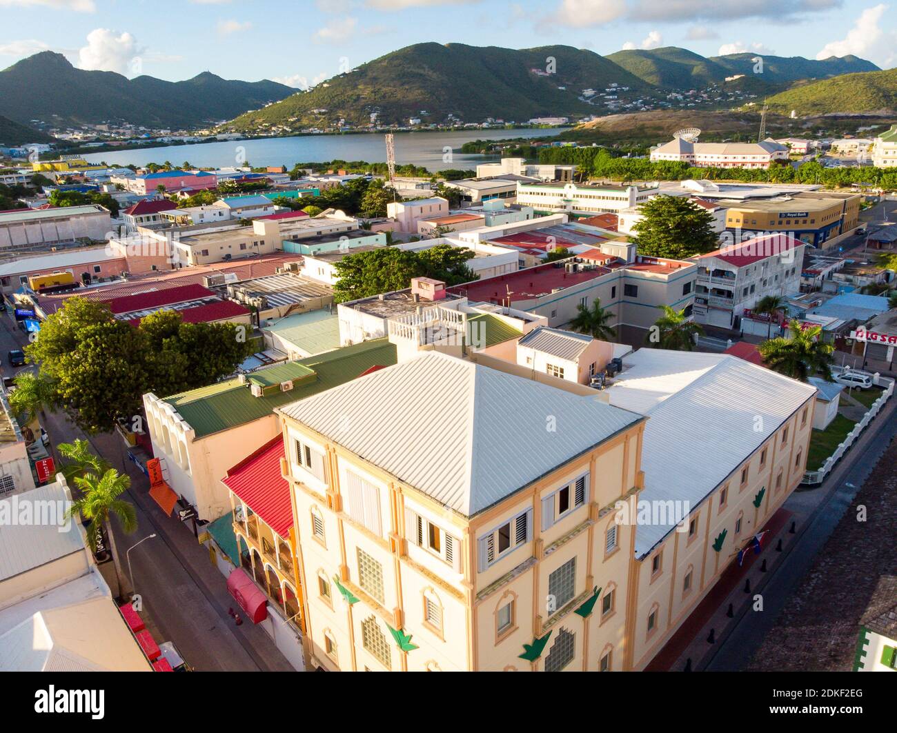 Scenic view of the caribbean island of St.Maarten. The island of Dutch ...
