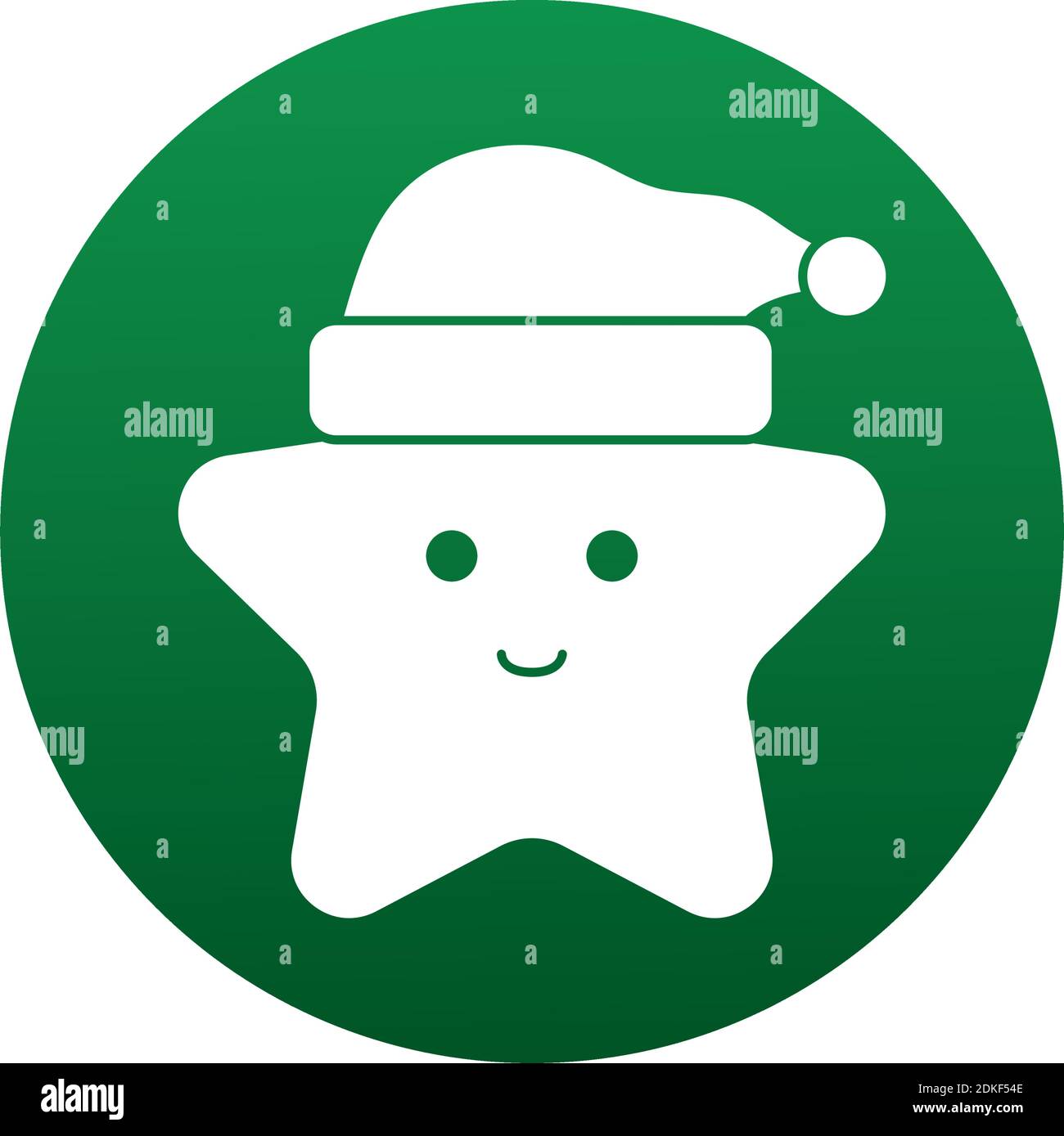 happy merry christmas star kawaii with santa hat block style icon ...