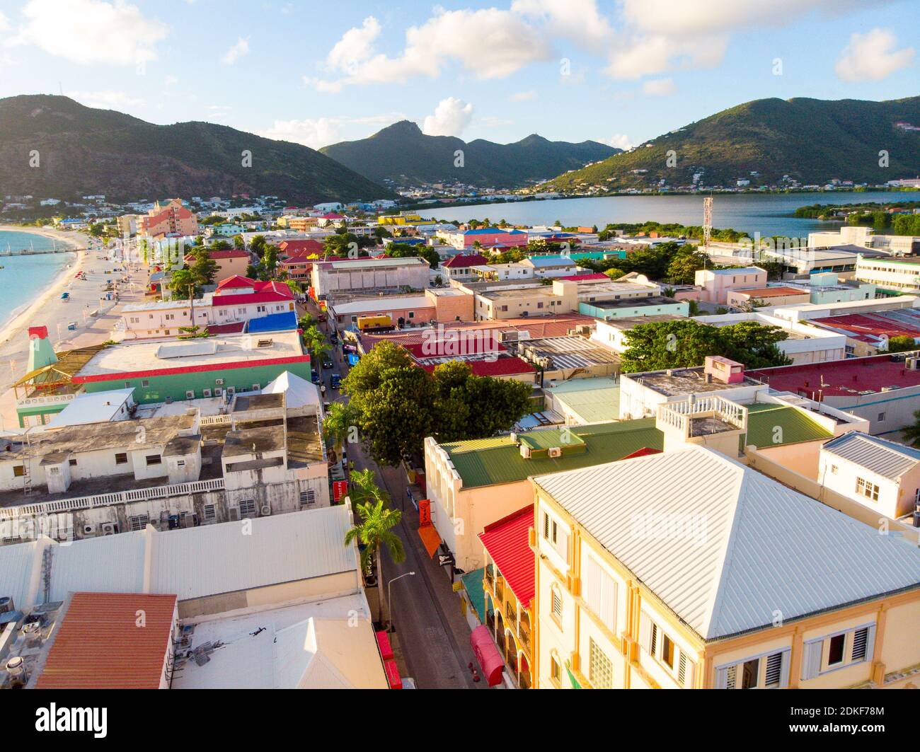 Scenic view of the caribbean island of St.Maarten. The island of Dutch ...