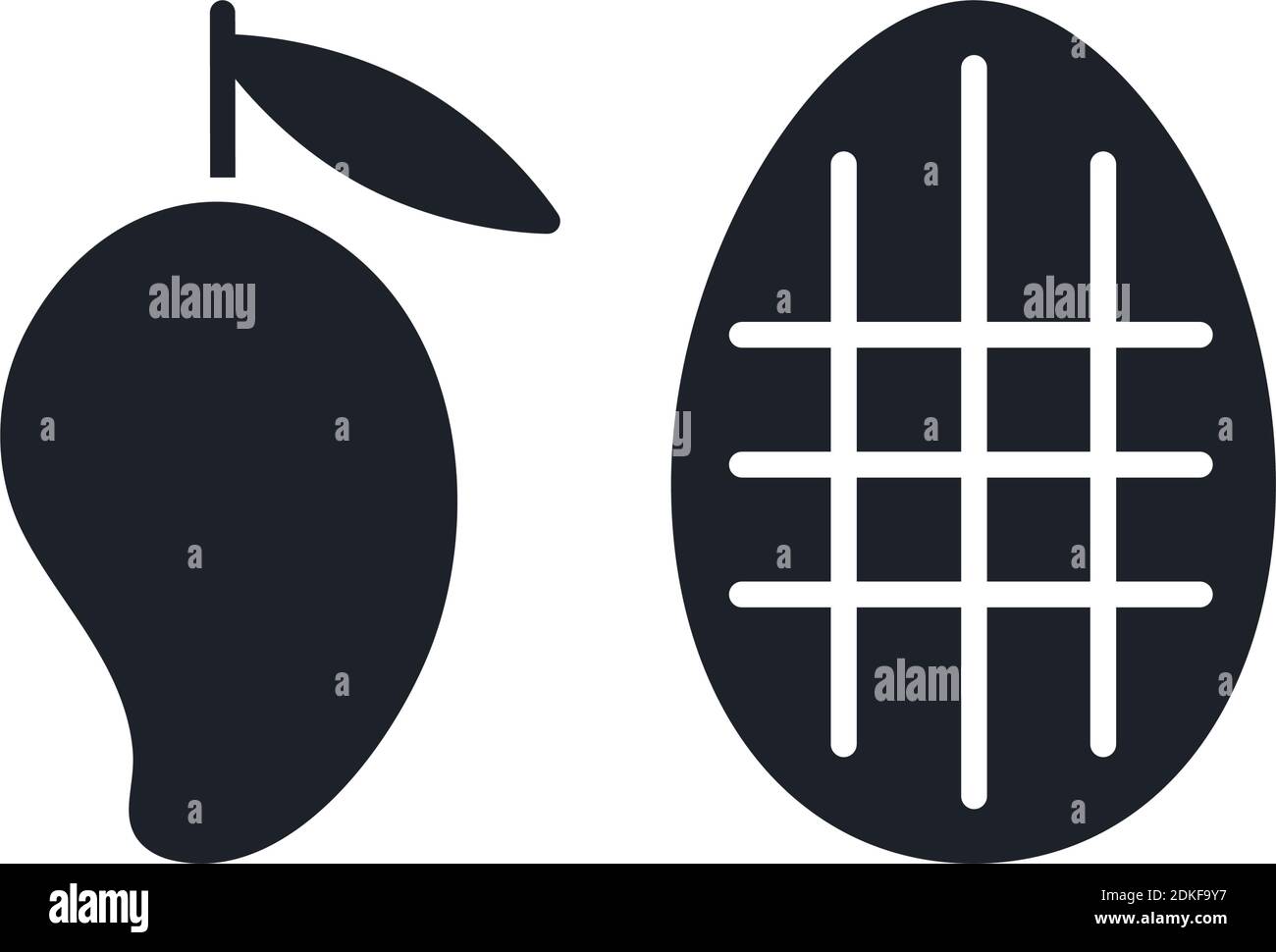 Mango icons. Black isolated silhouette. Fill solid icon. Modern ...