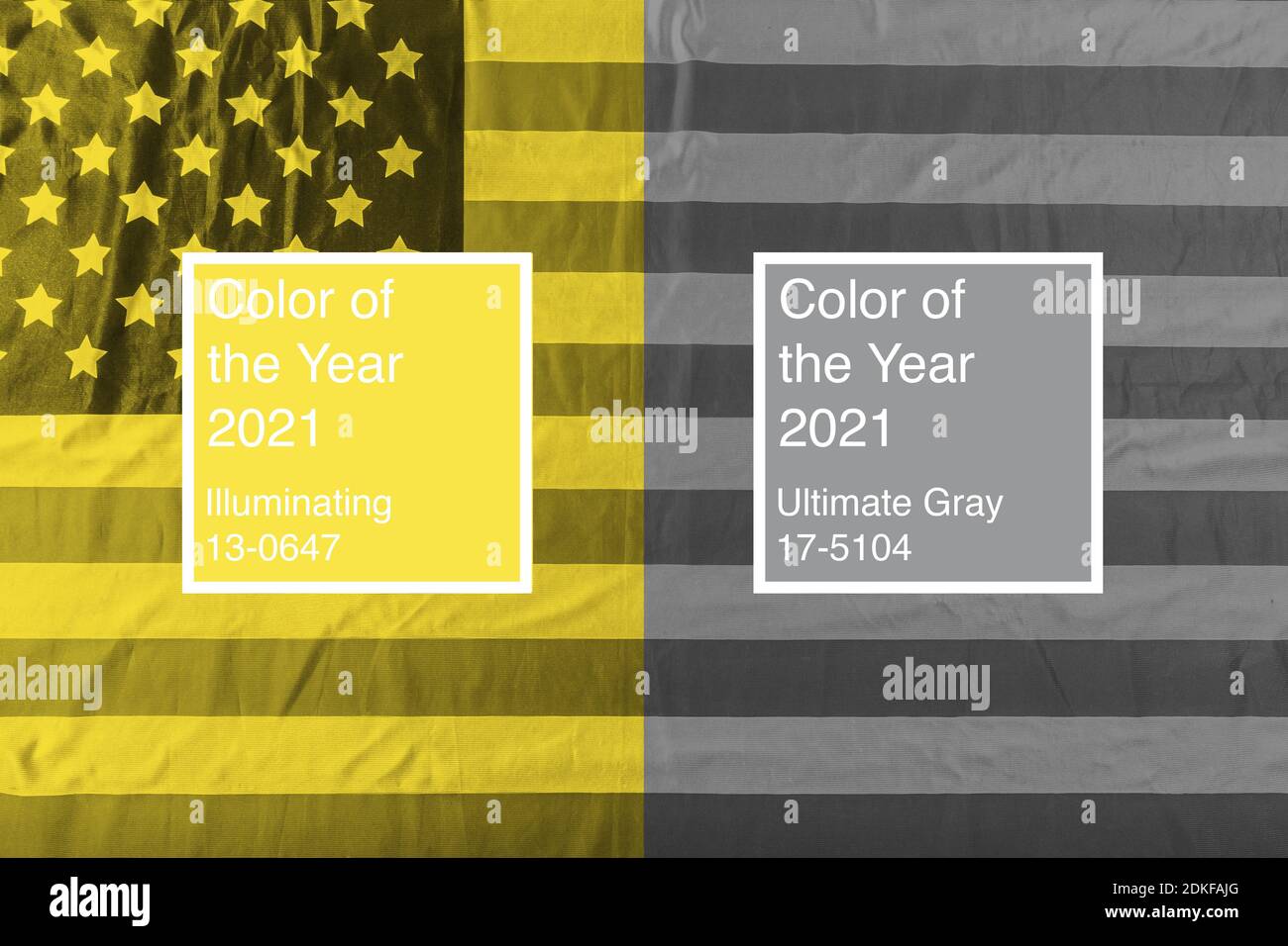 USA flag toned into colors of the year 2021 Ultimate Gray and ...
