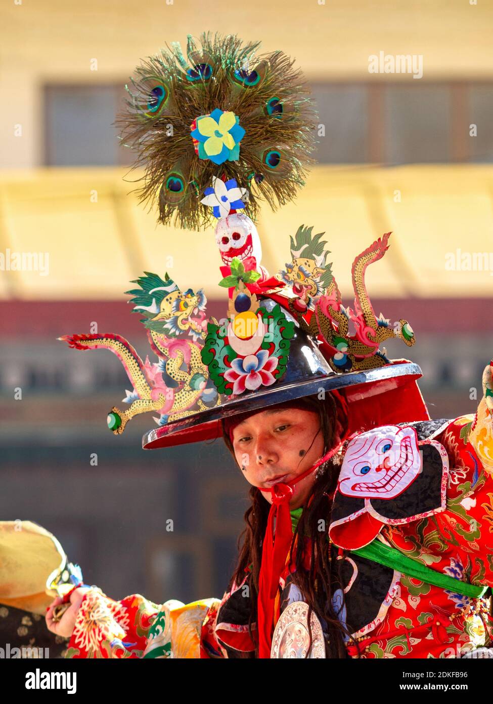 Gangtok, Sikkim, India - December 23, 2011: Close-up of lama in ritual ...