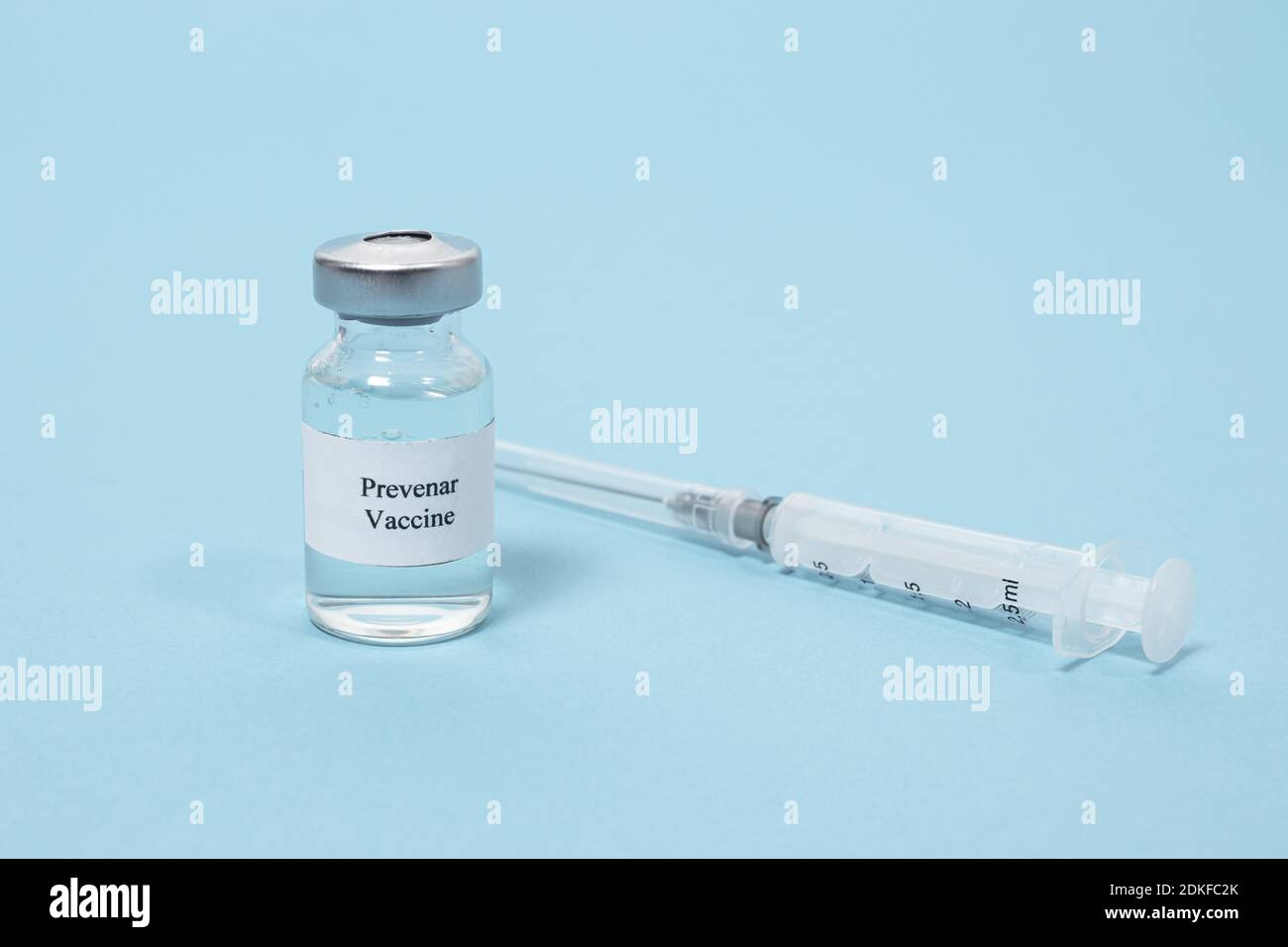 Vaccine Prevenar with a syringe on a blue background. Vaccination ...