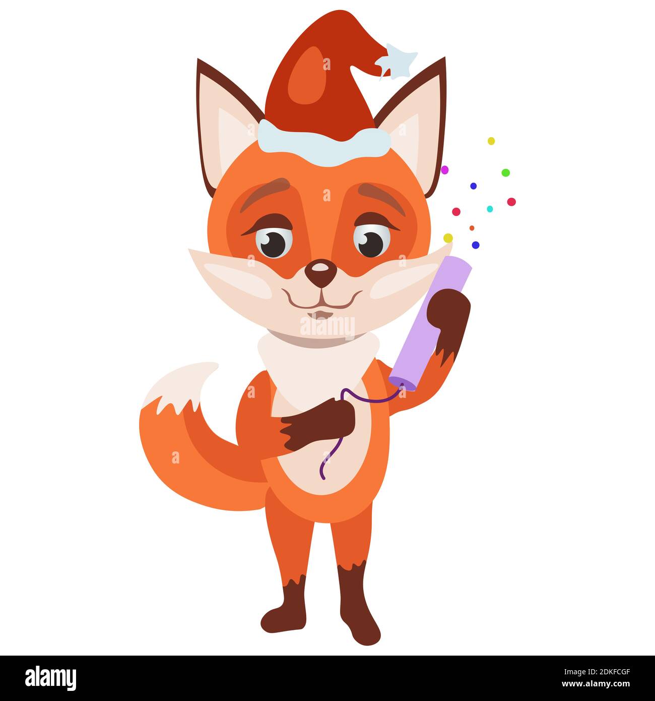 Little red fox is celebrating new year Stock Vector Image & Art - Alamy