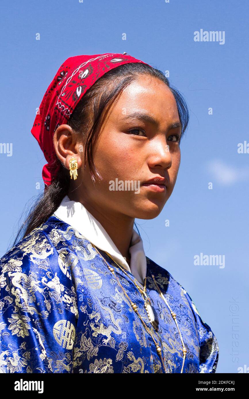 Leh, Jammu and Kashmir, India - Sep 01, 2012: Charming Ladakhi girl ...