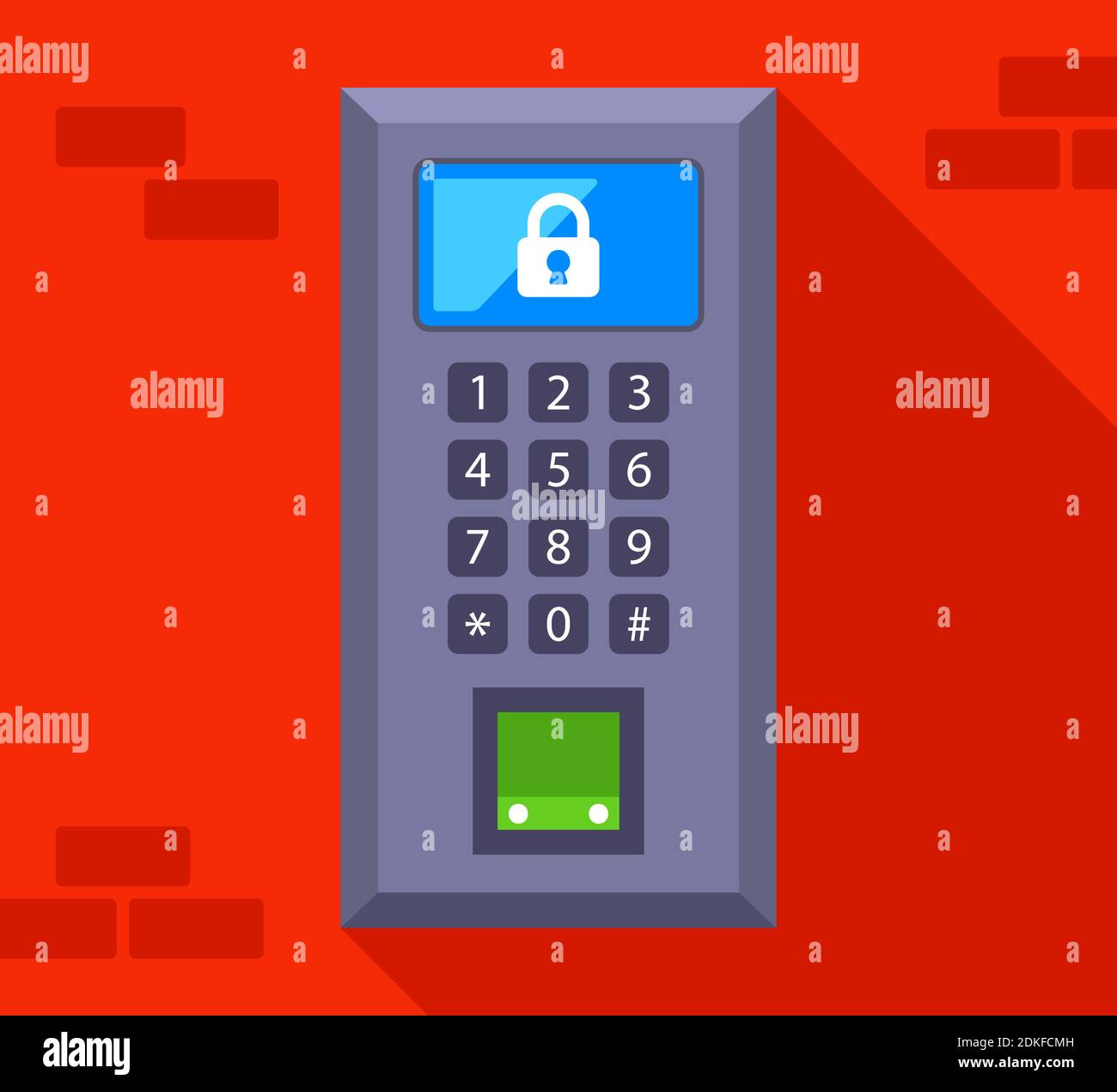 intercom is hanging on the wall. device for home security. flat vector illustration Stock Vector ...