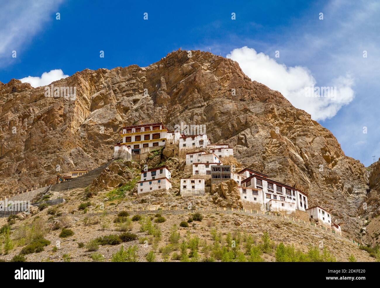 Panorama of the Kye (Key) buddhist monastery on the abrupt slopes of ...