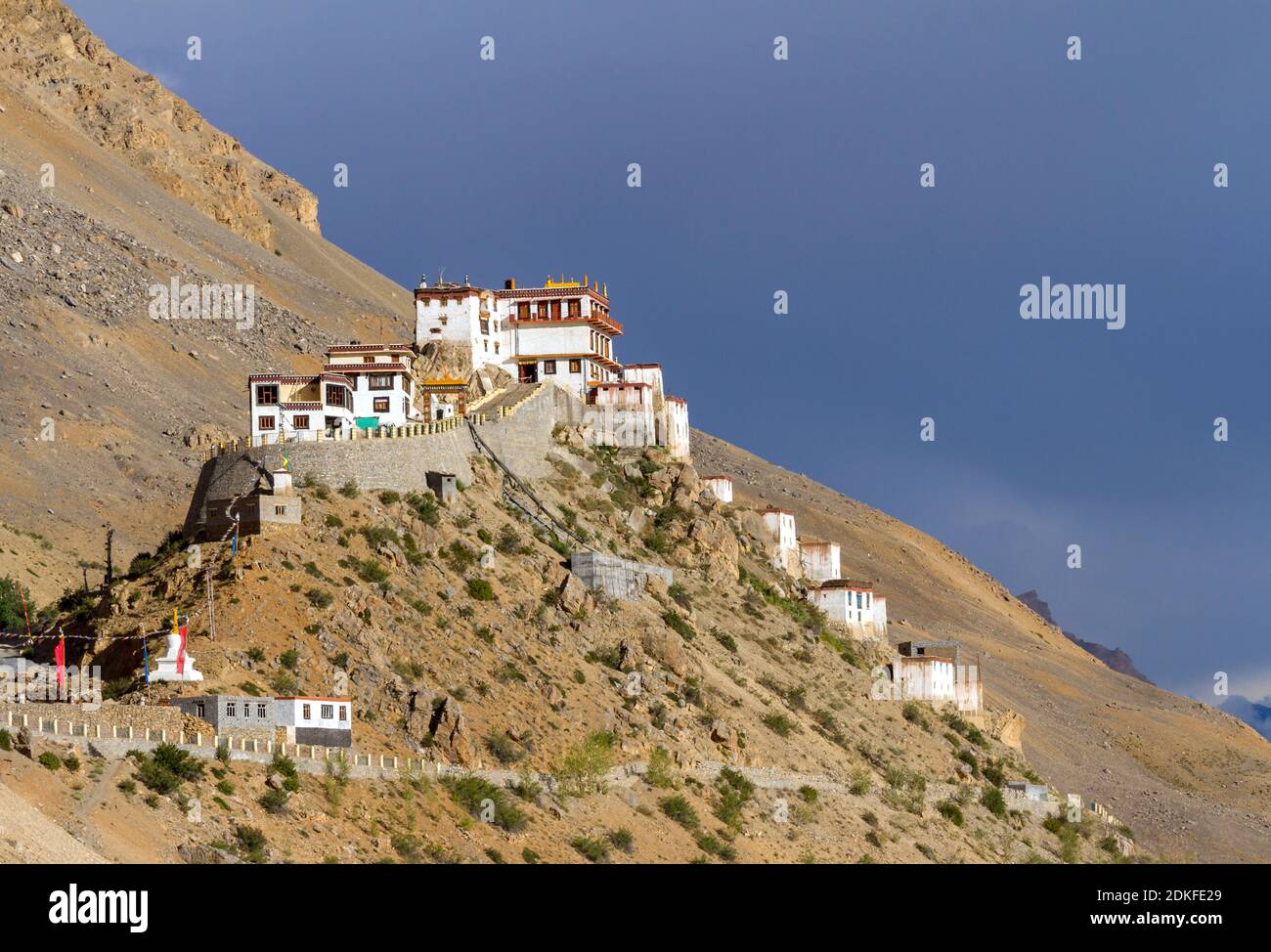 Panorama of the Kye (Key) buddhist monastery on the abrupt slopes of ...