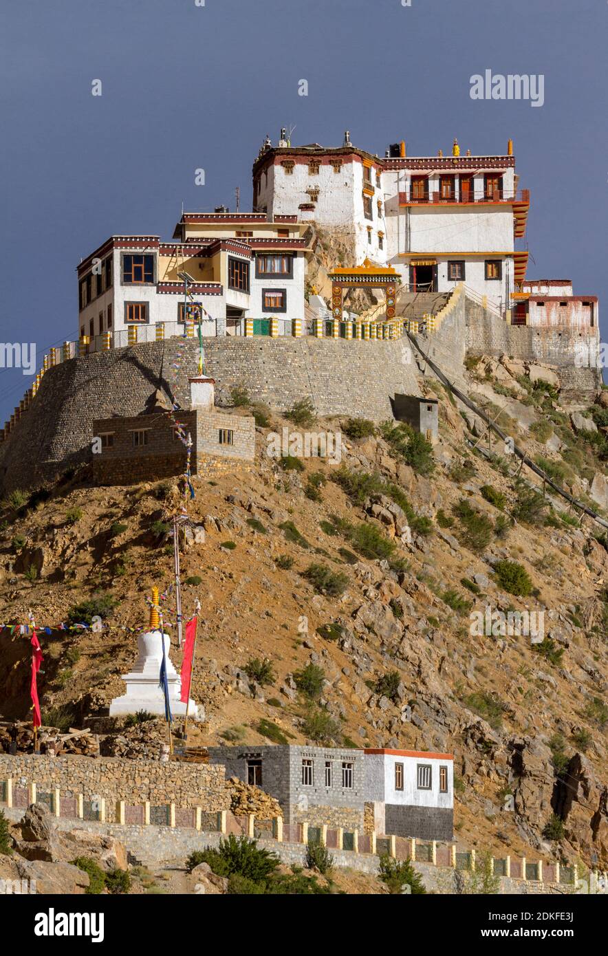 Kye (Key) buddhist monastery on the abrupt slopes of Himalayas ...