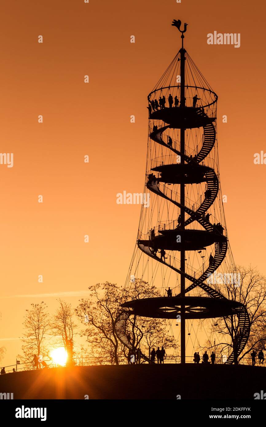 Silhouette of the observation tower on the Killesberg. Stuttgart, Baden ...