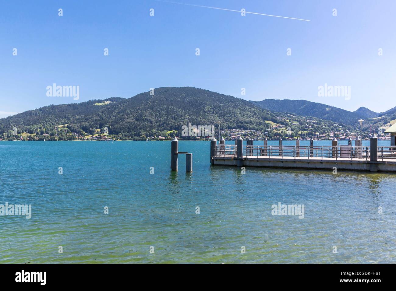 Boat stop, lake promenade, Bad Wiessee, Tegernsee, Bavarian Alps ...