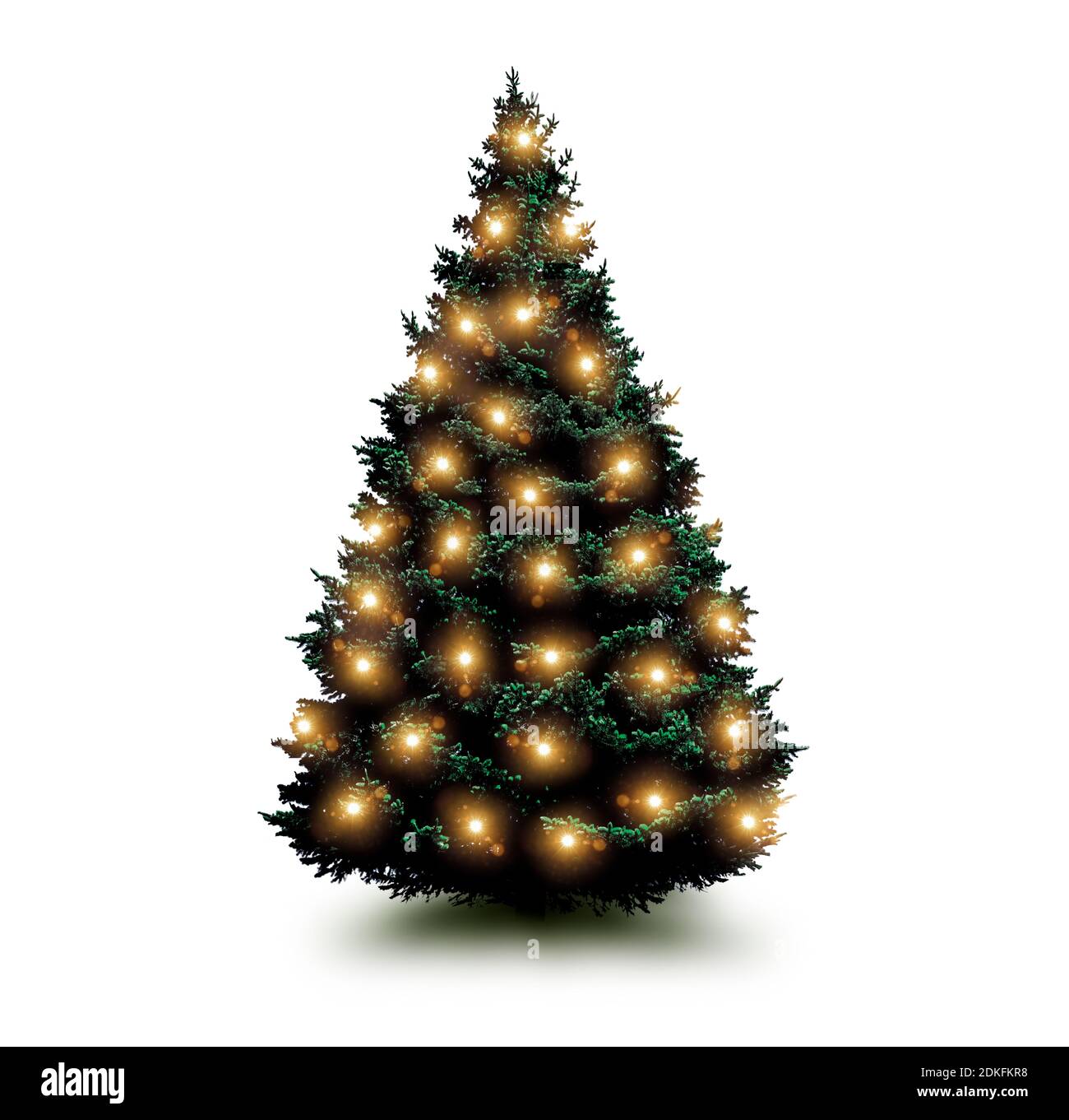 Christmas tree with luminous chain of lights Stock Photo - Alamy