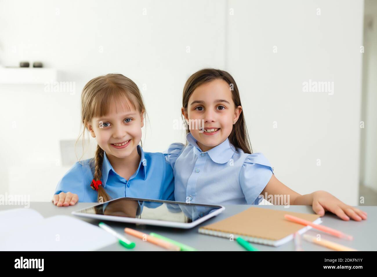 Learning from home, Home school kid concept. Little children study ...