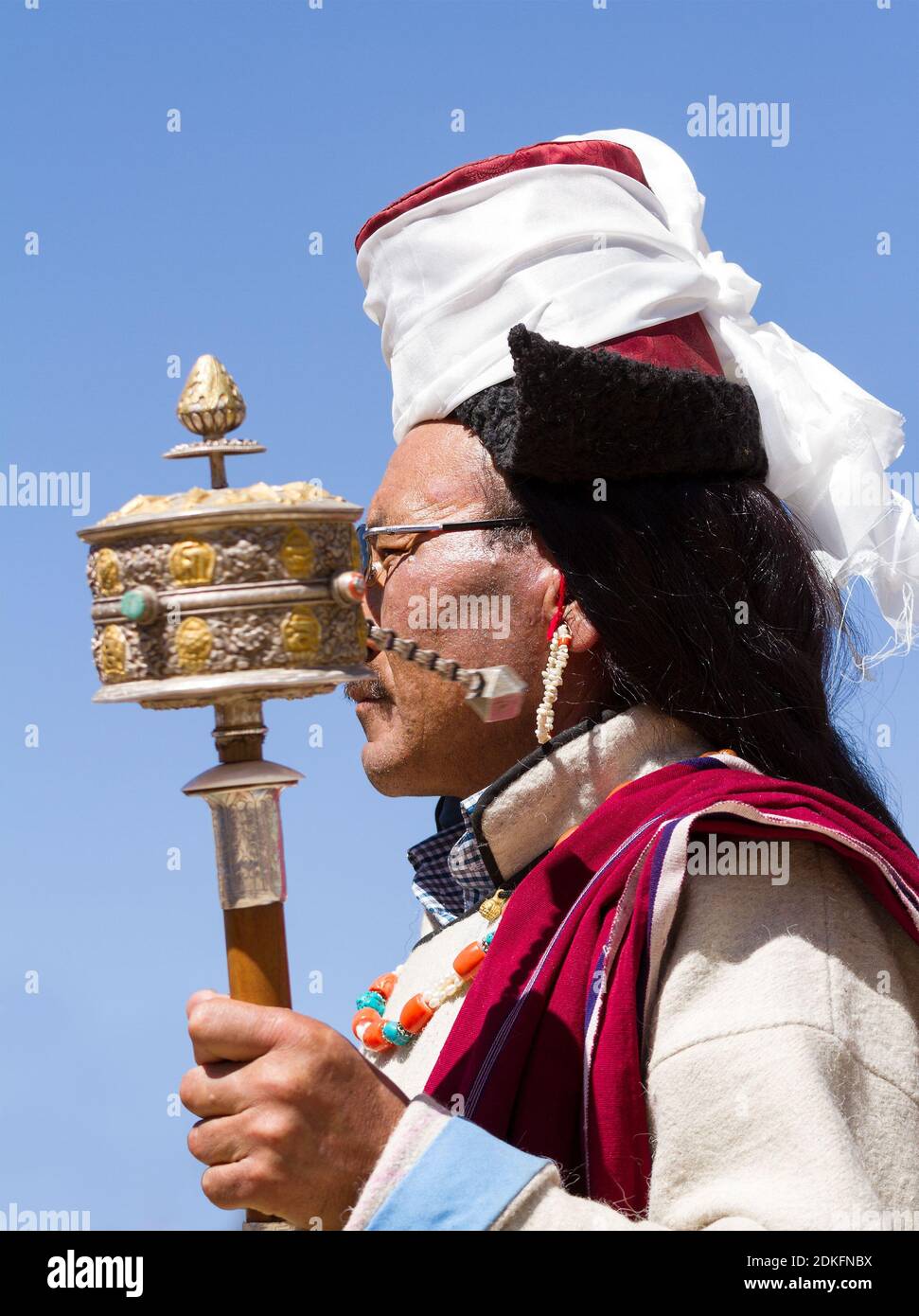 Leh, Jammu and Kashmir, India - Sep 01, 2012: the Ladakhi man with hand ...