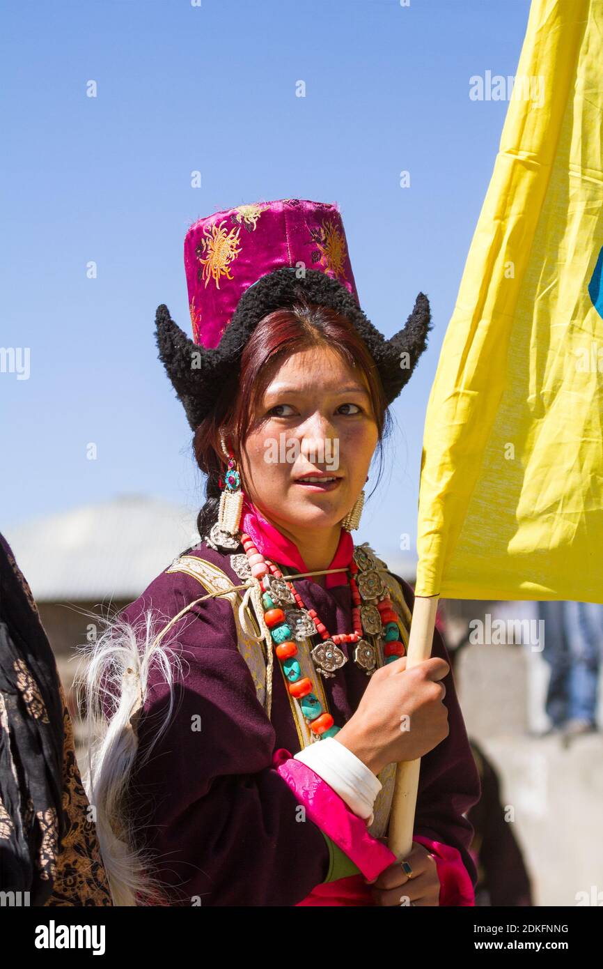 Leh, Jammu and Kashmir, India - Sep 01, 2012: the Ladakhi tribal woman ...