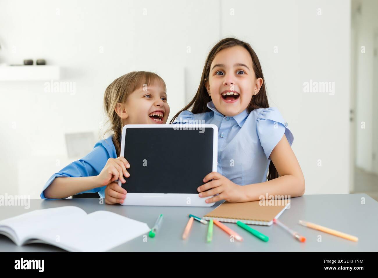 Learning from home, Home school kid concept. Little children study ...