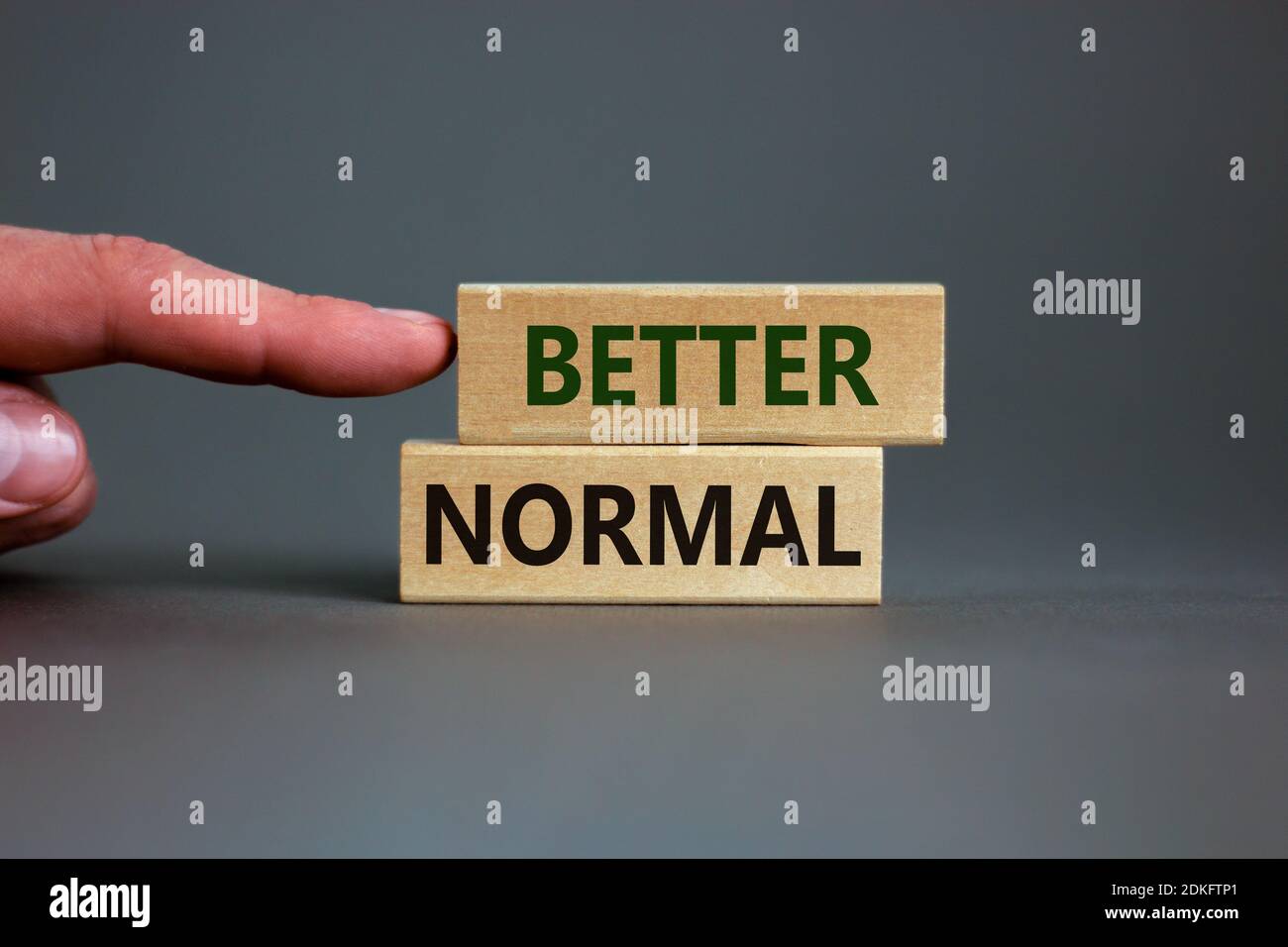 Better normal symbol. Wooden blocks with words 'better normal' on ...