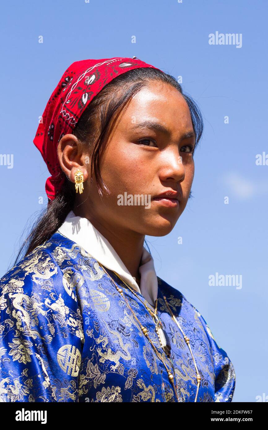 Leh, Jammu and Kashmir, India - Sep 01, 2012: Charming Ladakhi girl ...