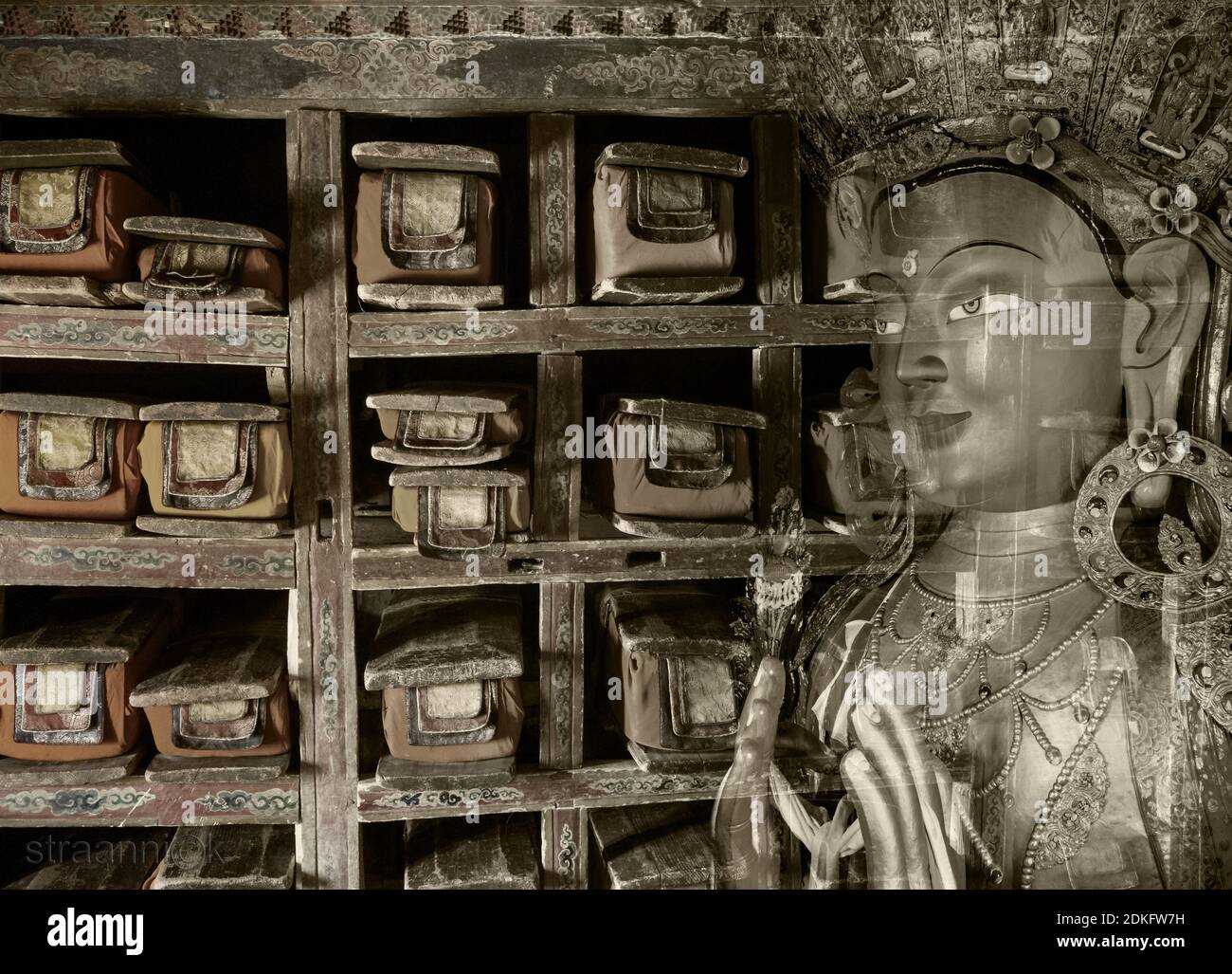 Spirit of the library - double exposure composition of the tibetan ...