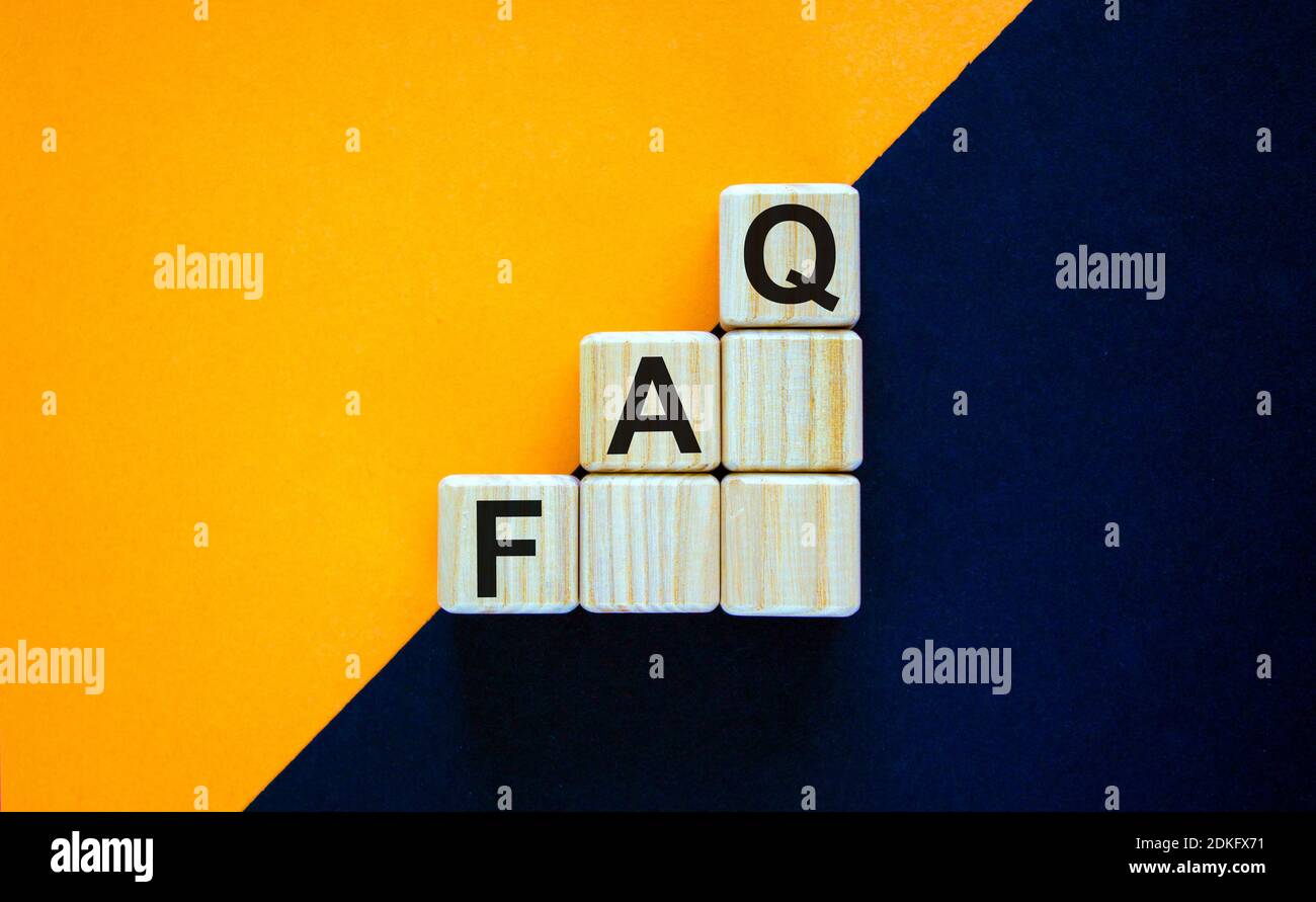 FAQ symbol. Wood cubes with word 'FAQ - frequently asked questions ...