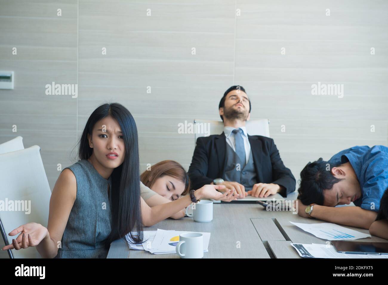 Boring staff meeting table hi-res stock photography and images - Alamy