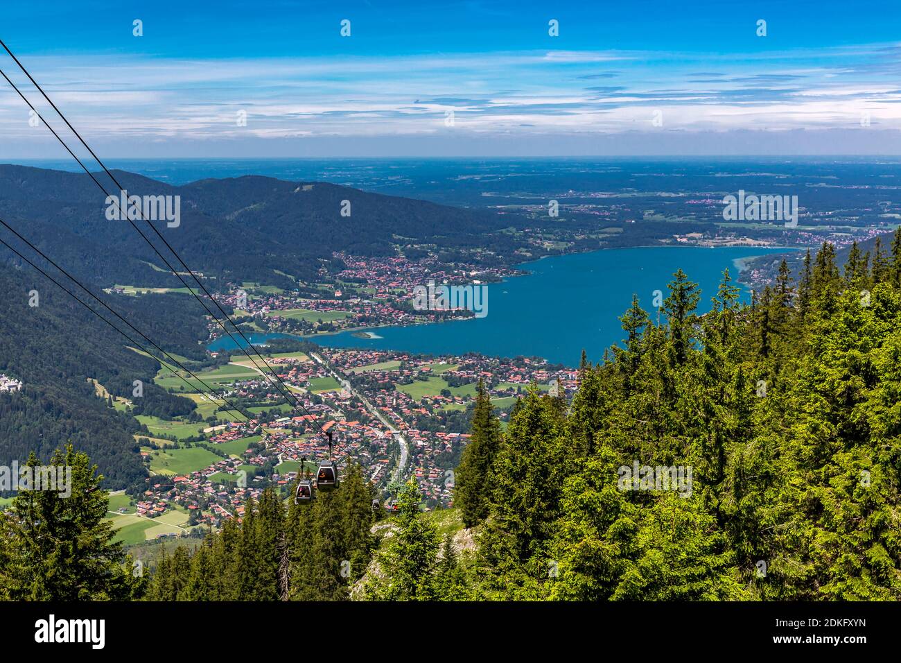 Wallbergbahn, view from Wallberg to Rottach-Egern and Tegernsee ...
