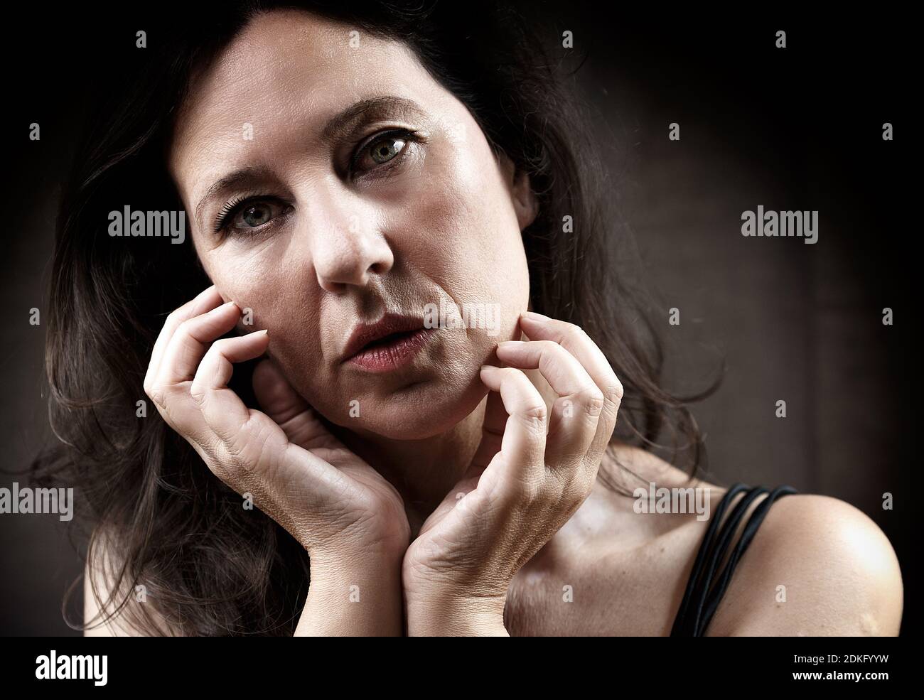 woman in sad attitude II Stock Photo - Alamy