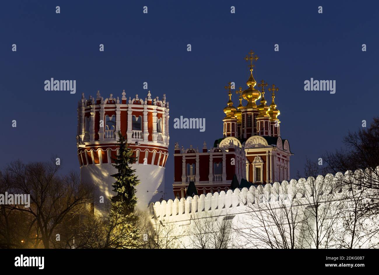 Night view of Novodevichy Monastery in winter - the UNESCO World ...
