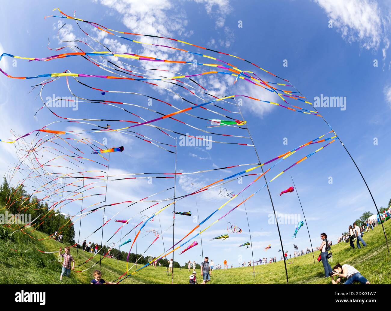 MOSCOW, RUSSIA - JUN 1: Fluttering in the wind colorful ribbons and ...