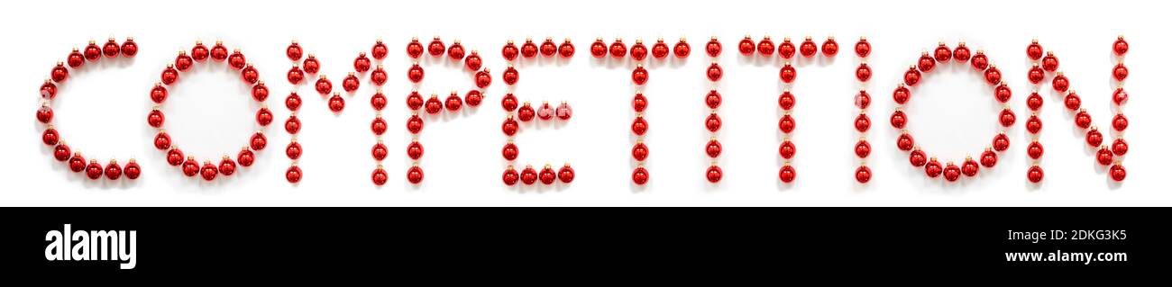 Red Christmas Ball Ornament Building Word Competition Stock Photo - Alamy