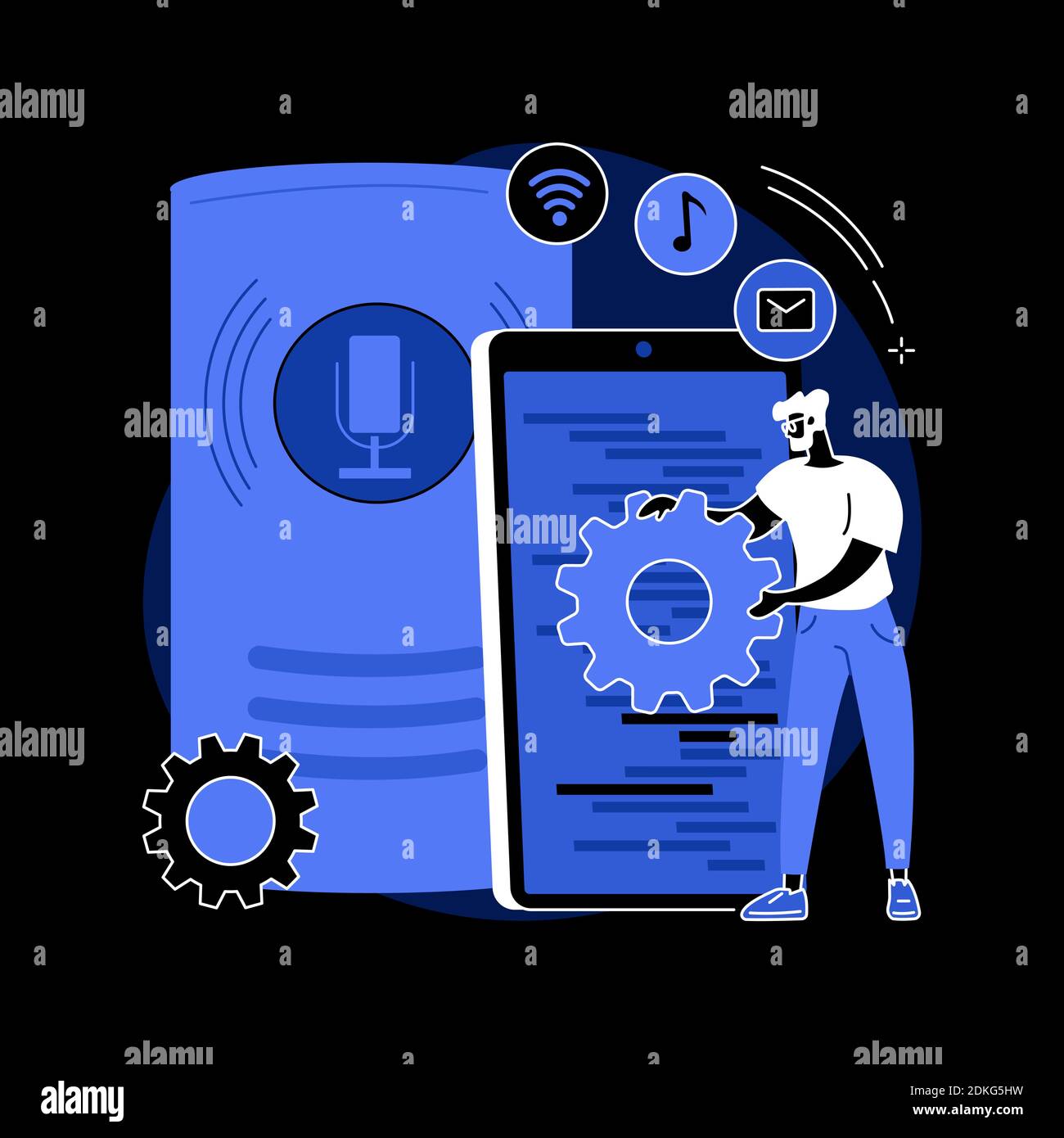Smart speaker apps development abstract concept vector illustration ...