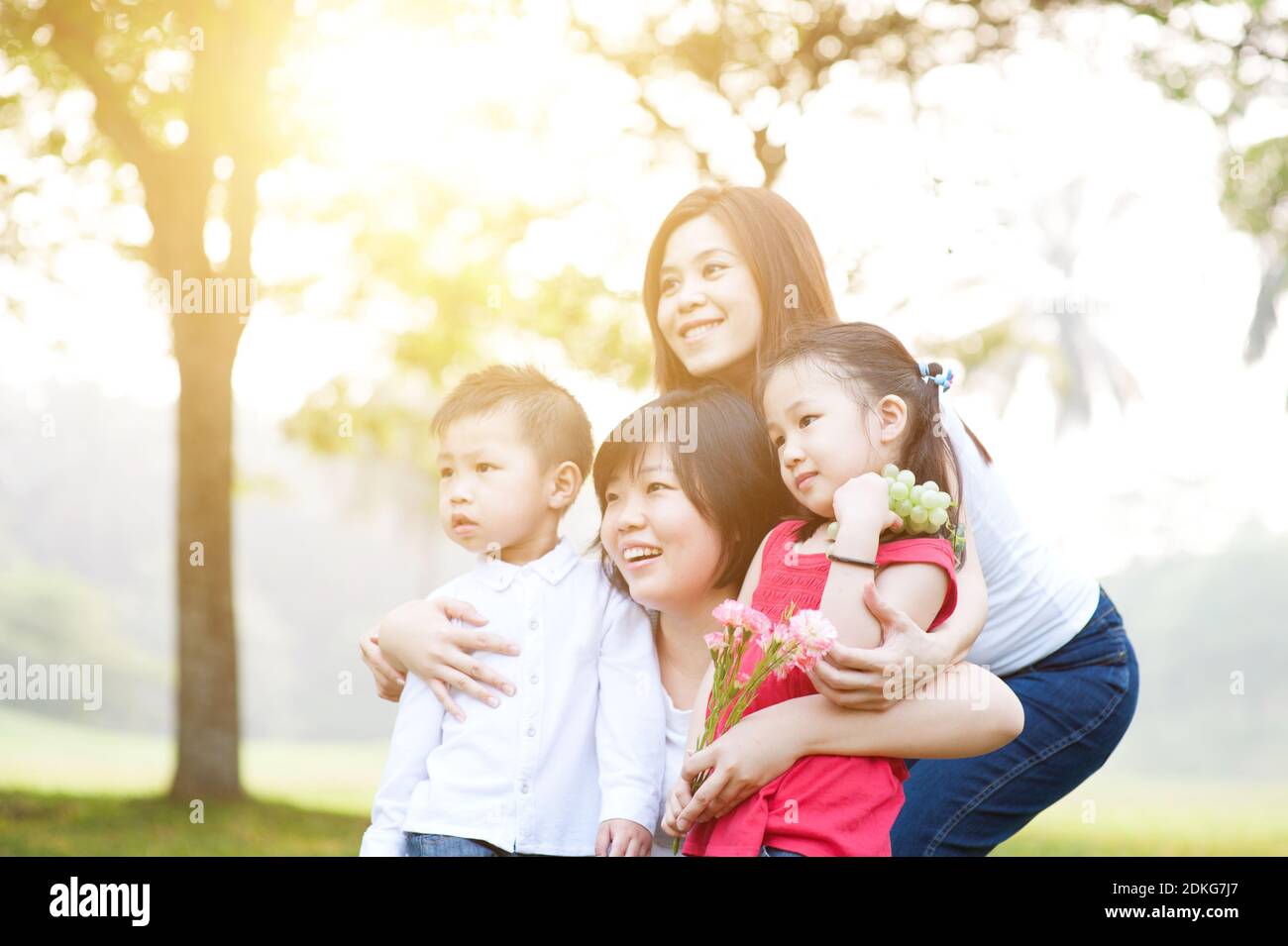 Asian Parents Care With Their Kids High Resolution Stock Photography ...