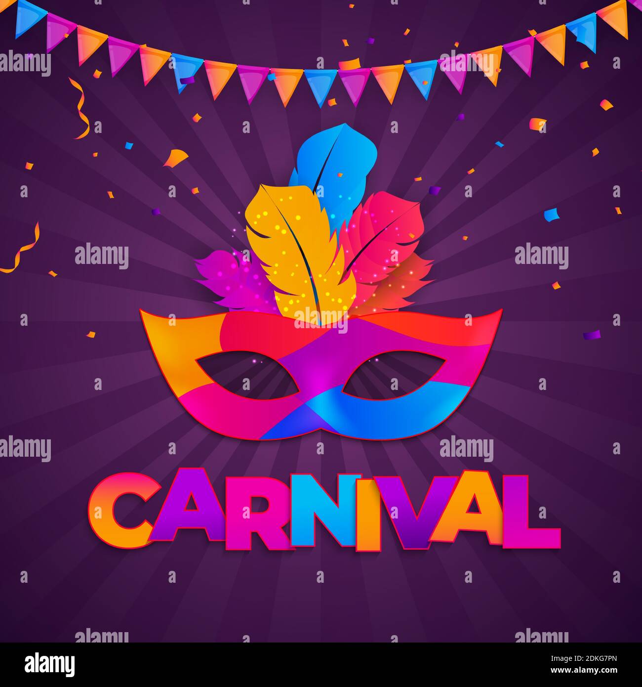 Carnaval Background.Traditional mask with feathers and confetti for ...