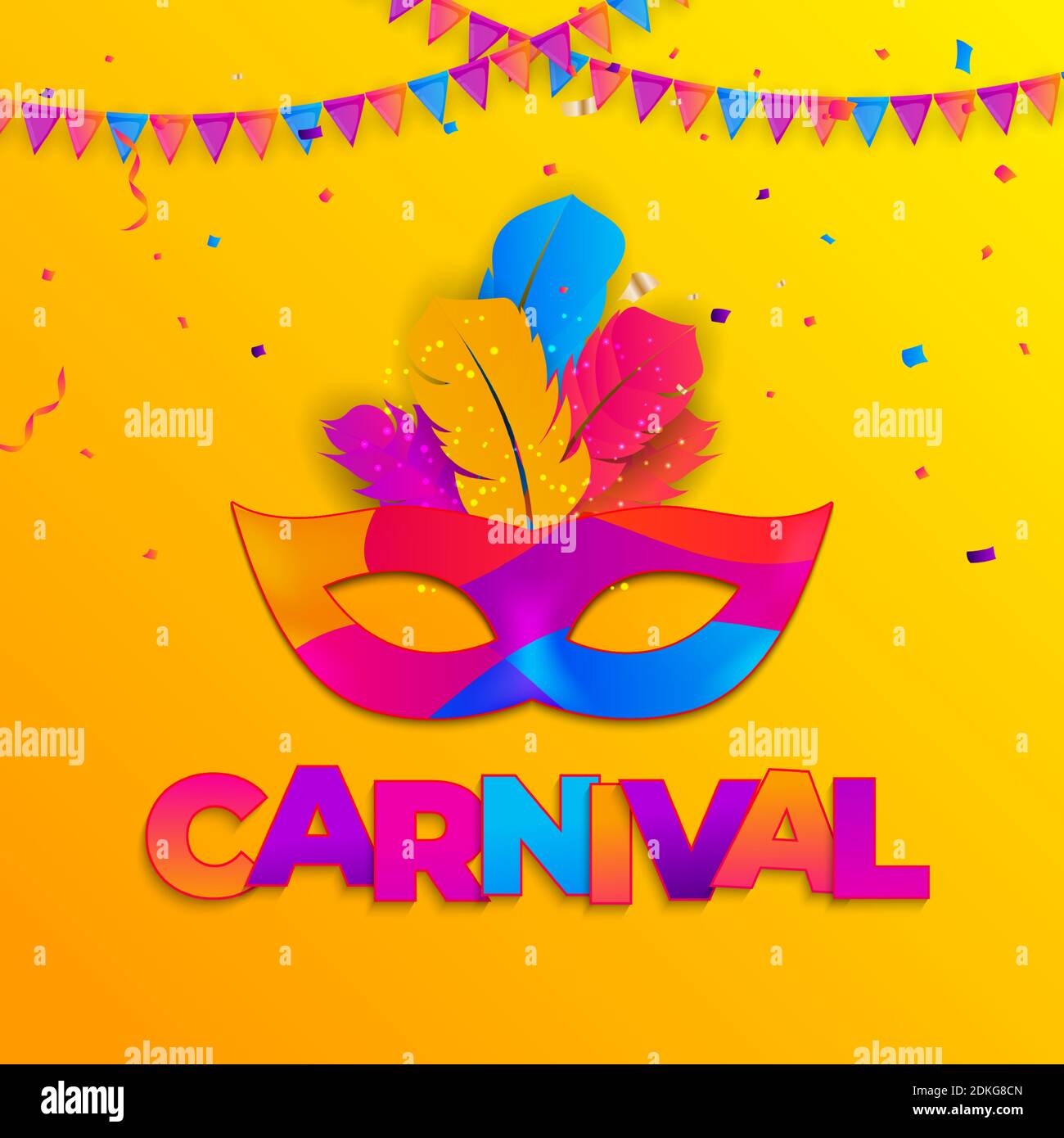 Carnaval Background.Traditional mask with feathers and confetti for ...