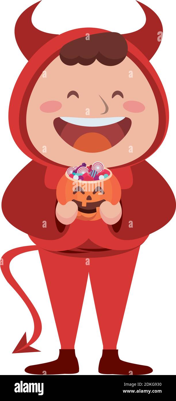 cute little boy dressed as a devil character vector illustration design ...