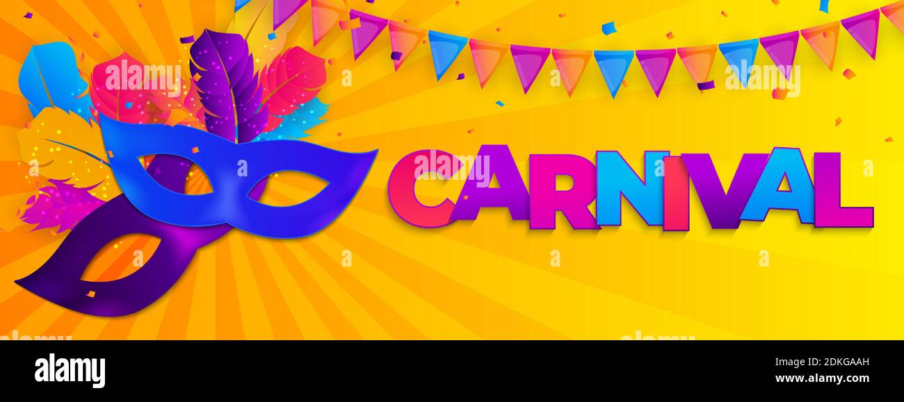 Carnaval Background.Traditional mask with feathers and confetti for ...