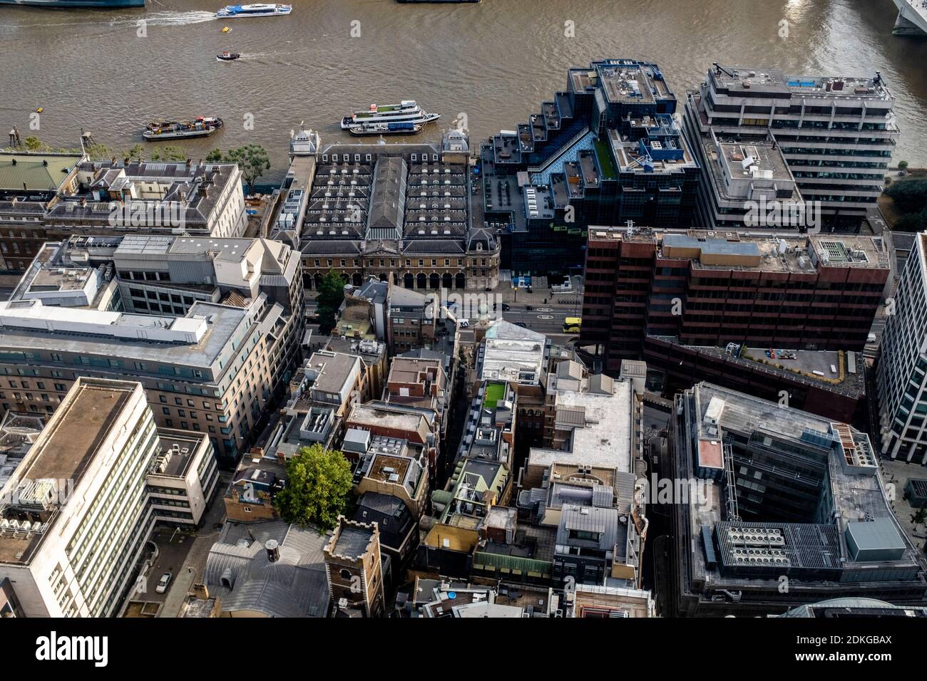 An Aerial View Of The River Thames and Riverside Buildings, London, UK ...